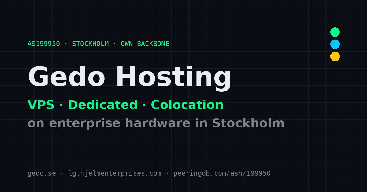 Gedo — Webbhotell, VPS & dedikerade servrar i Stockholm